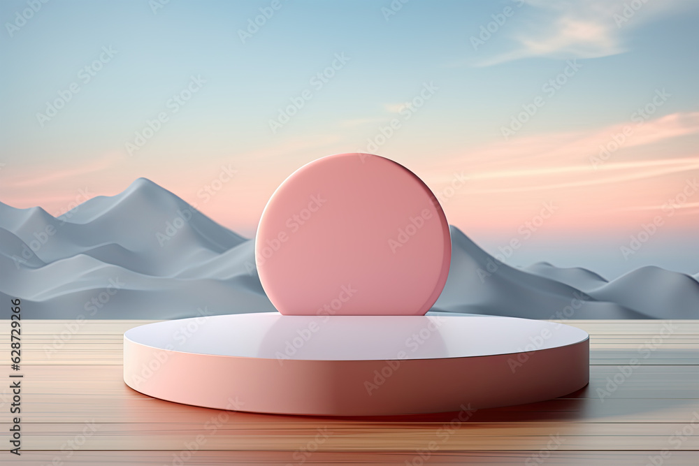 pastel color platform display for show product on white space ...