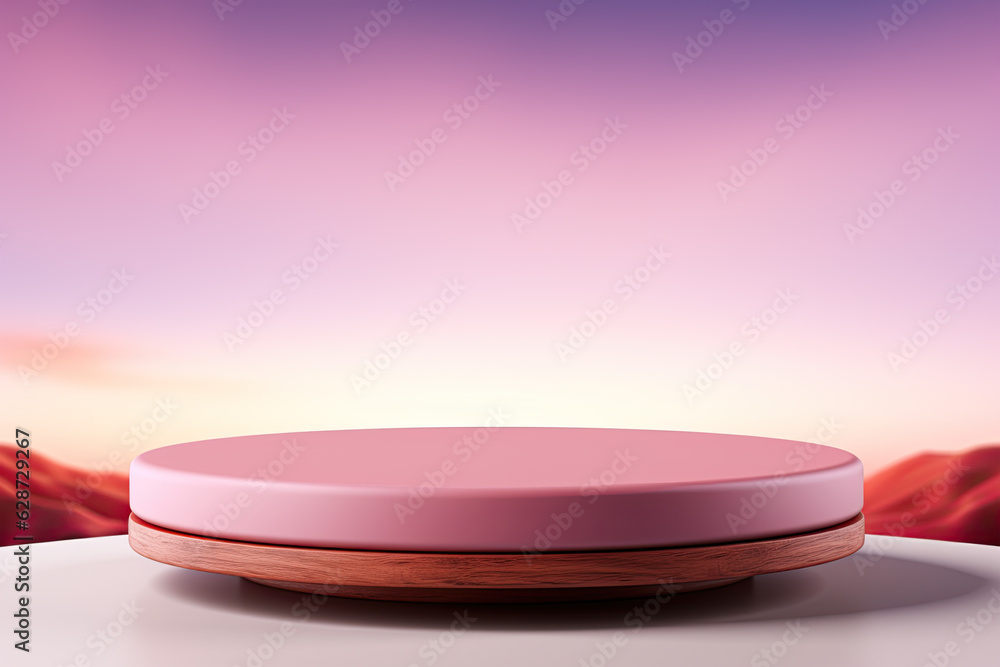 pastel color platform display for show product on white space ...