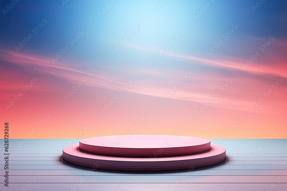 pastel color platform display for show product on white space ...