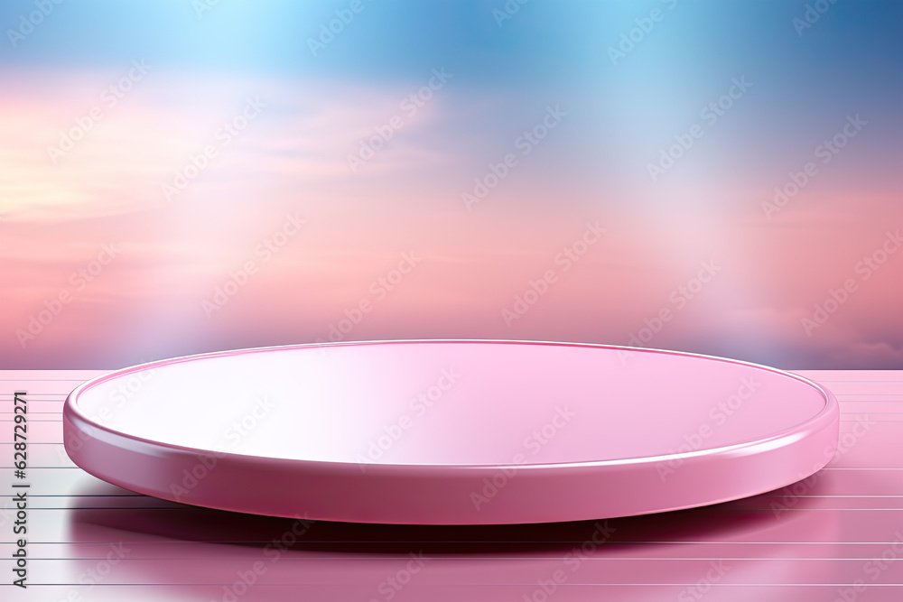 pastel color platform display for show product on white space ...