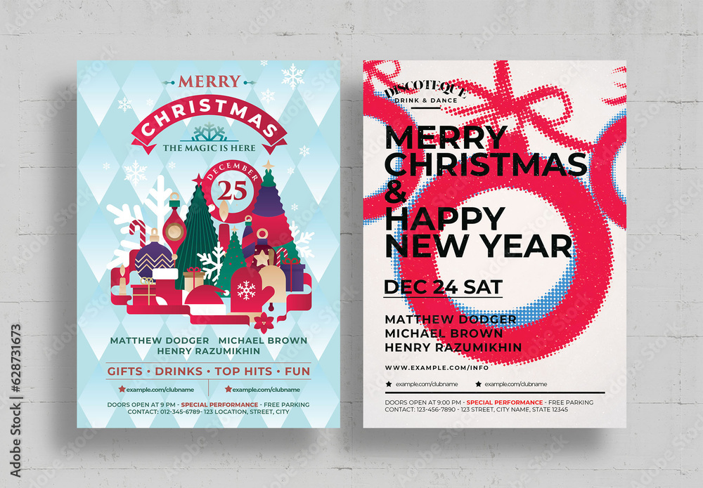 Modern Christmas Flyer Poster Layouts Stock Template | Adobe Stock