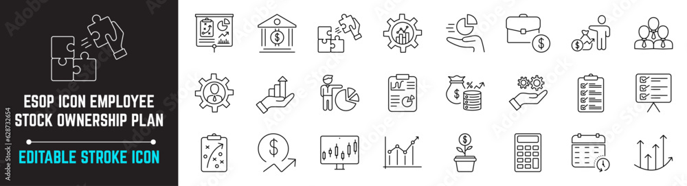 ESOP icon set, employee stock ownership plan editable stroke icon, ESOP ...