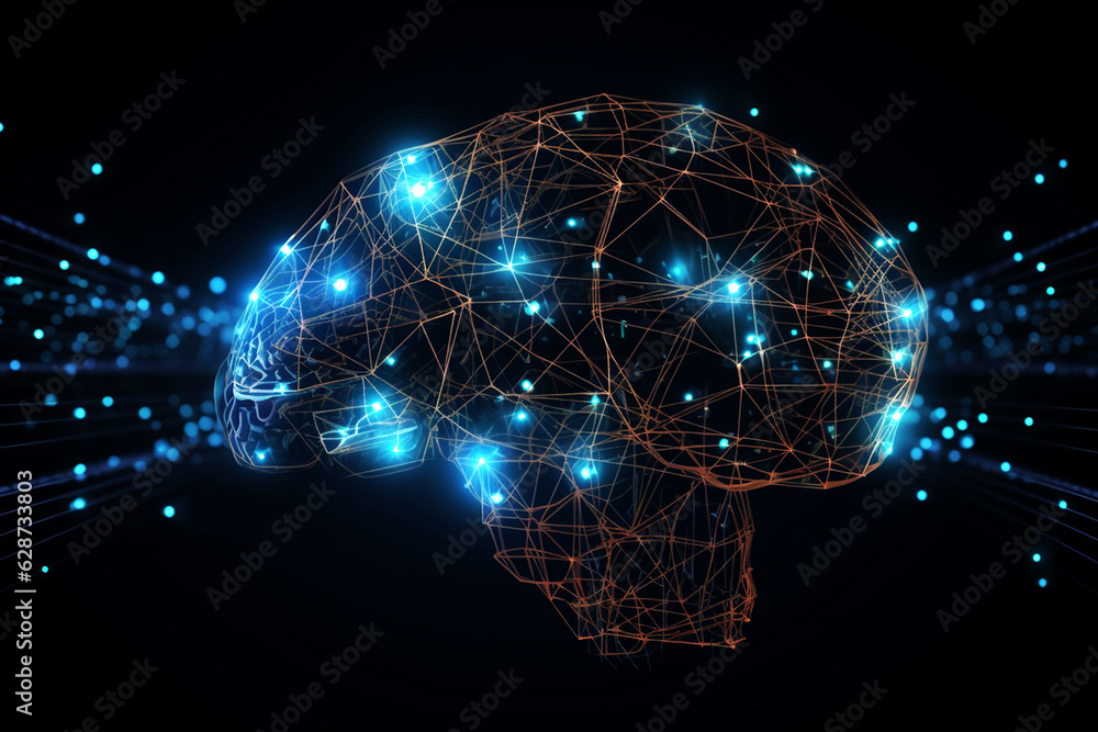 Ai-robot, artificial intelligence, computer machine learning, data mapped computing, thinking ...