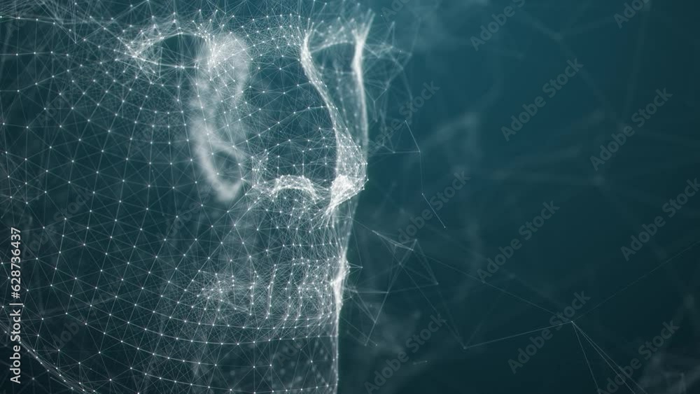 Artificial intelligence humanoid head. AI with digital brain. Big data ...