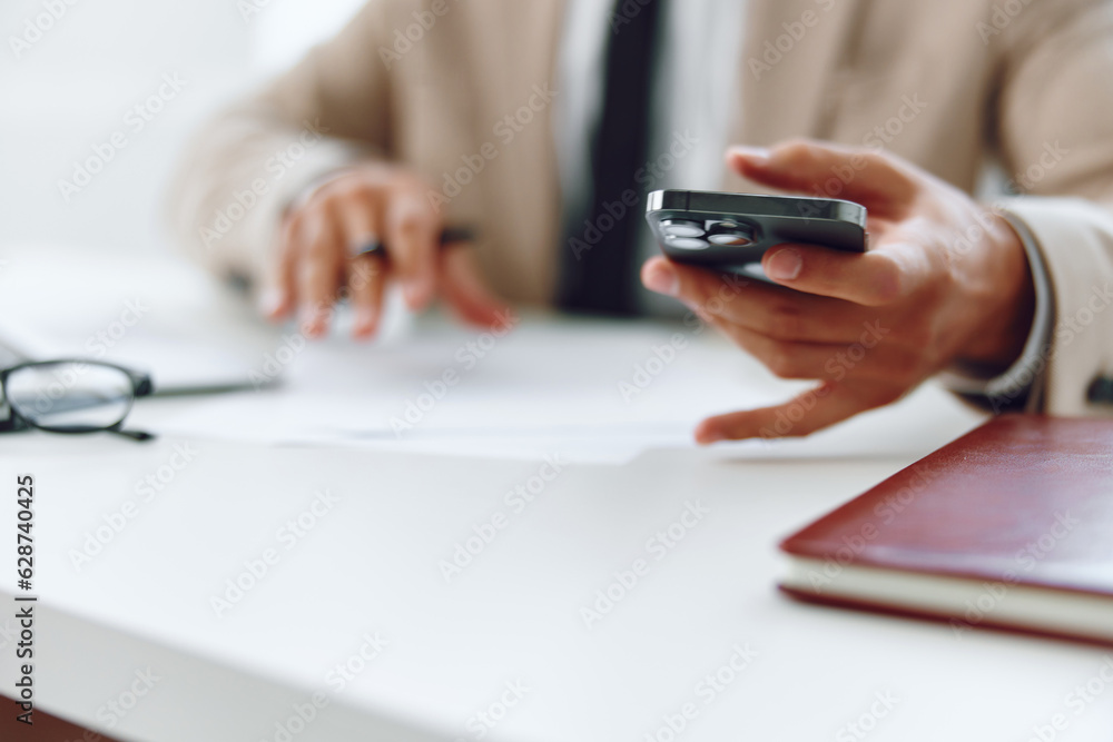 Document man suit businessman write hands plan business pen contract ...