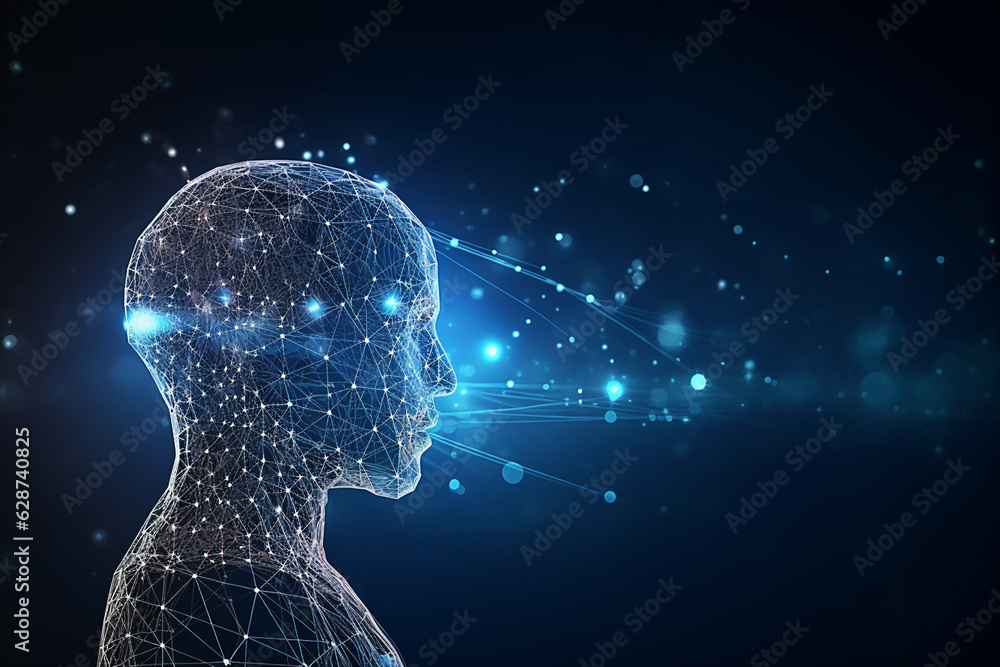 Ai-robot, artificial intelligence, computer machine learning, data mapped computing, thinking ...