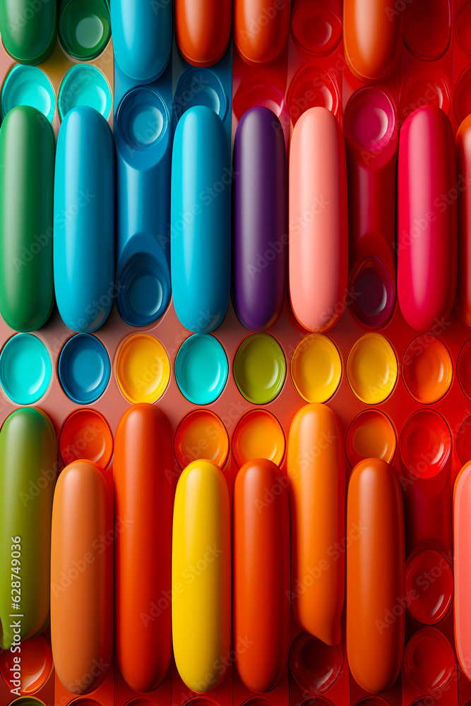 Beautiful multicolored background made of colorful capsules or ...