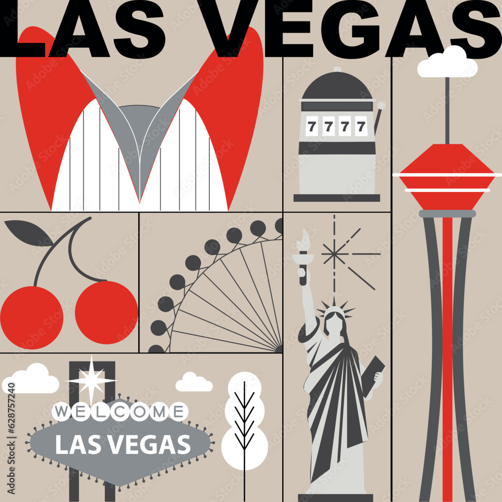 Typography word "Las Vegas" branding technology concept. Collection of ...