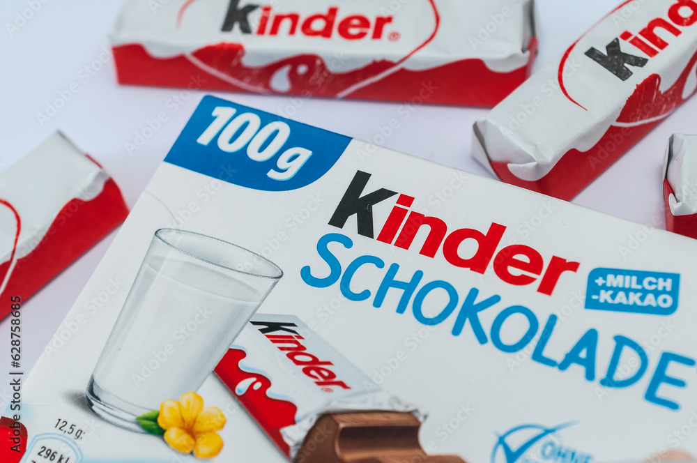 Kinder Chocolate, a confectionery product brand by Ferrero Stock Photo ...