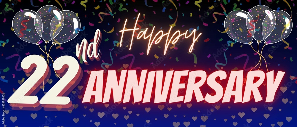 22nd anniversary celebration with calligraphy text background. Birthday ...