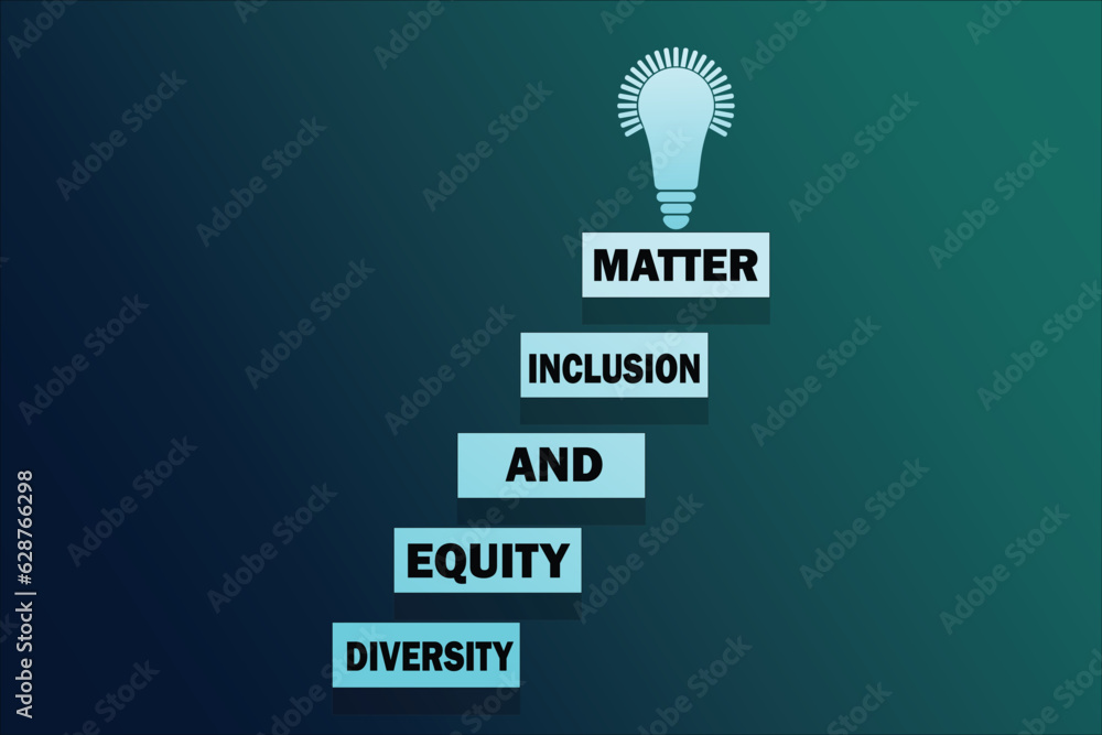 Diversity, Equity, And, Inclusion, Matter symbol. gradient blocks with ...