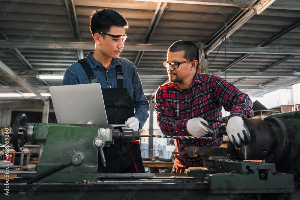 The process of making snooker cue sticks with handmade crafts. Skilled ...