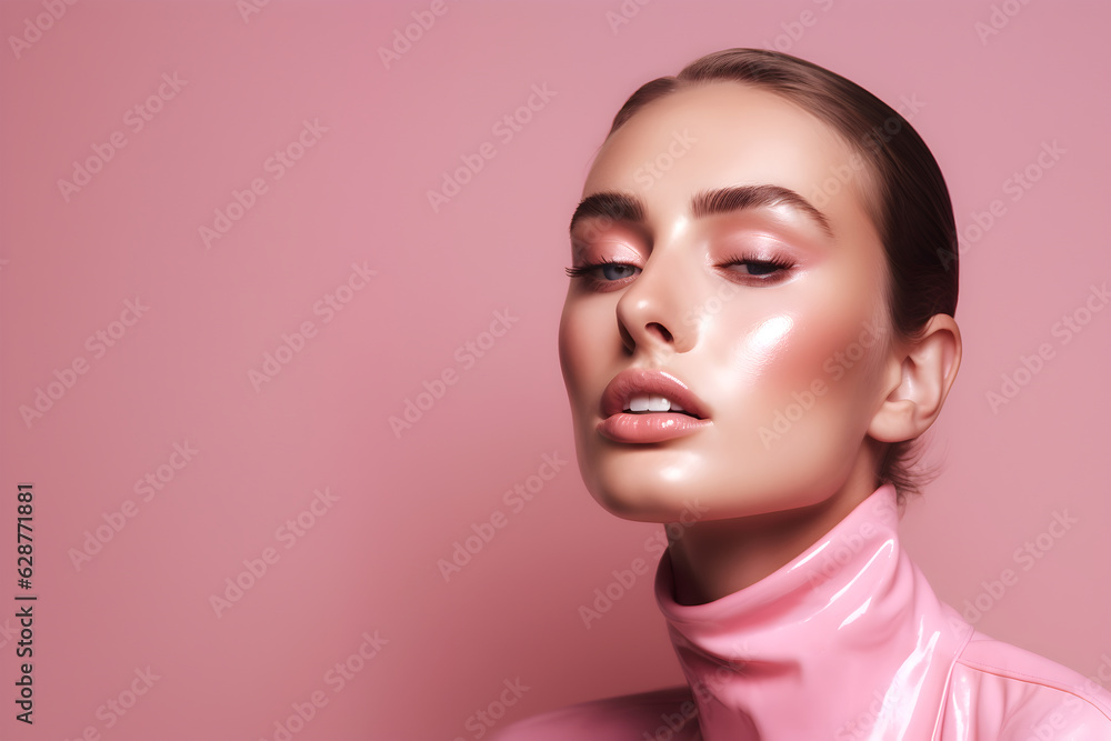 Fashion editorial Concept. Closeup portrait of stunning pretty woman ...