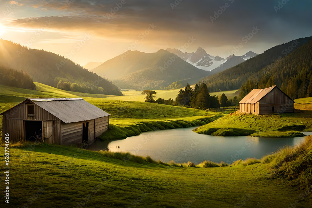 Child book story featuring farm land, village space, rustic ambiance ...