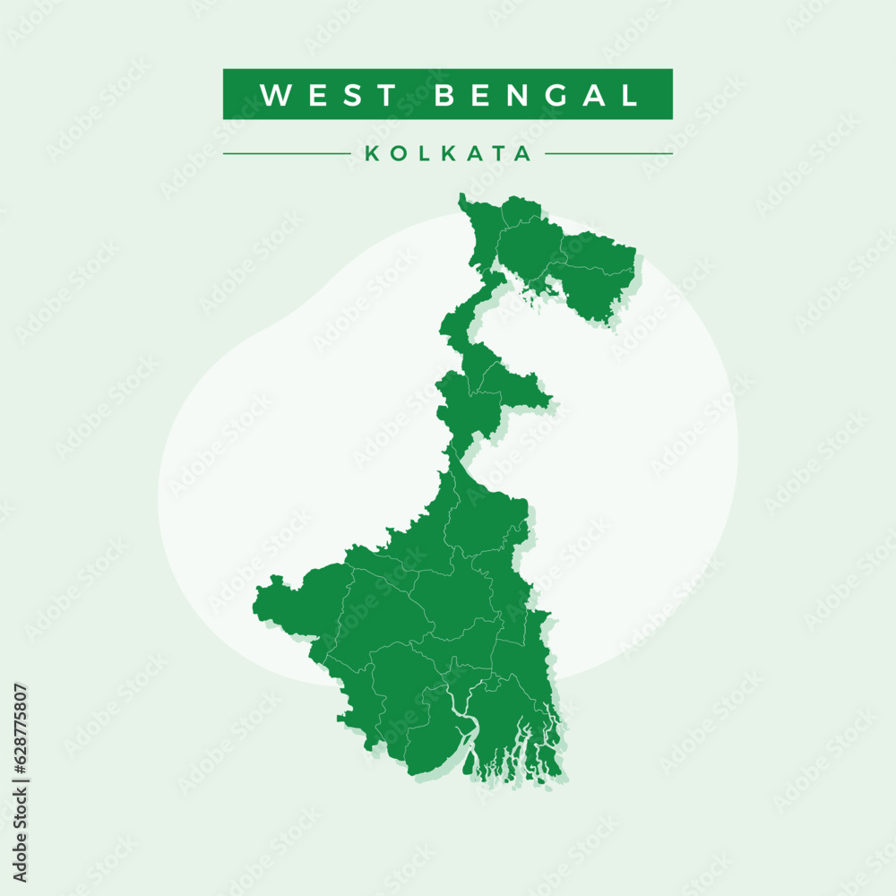 National map of West Bengal, West Bengal map vector, illustration ...