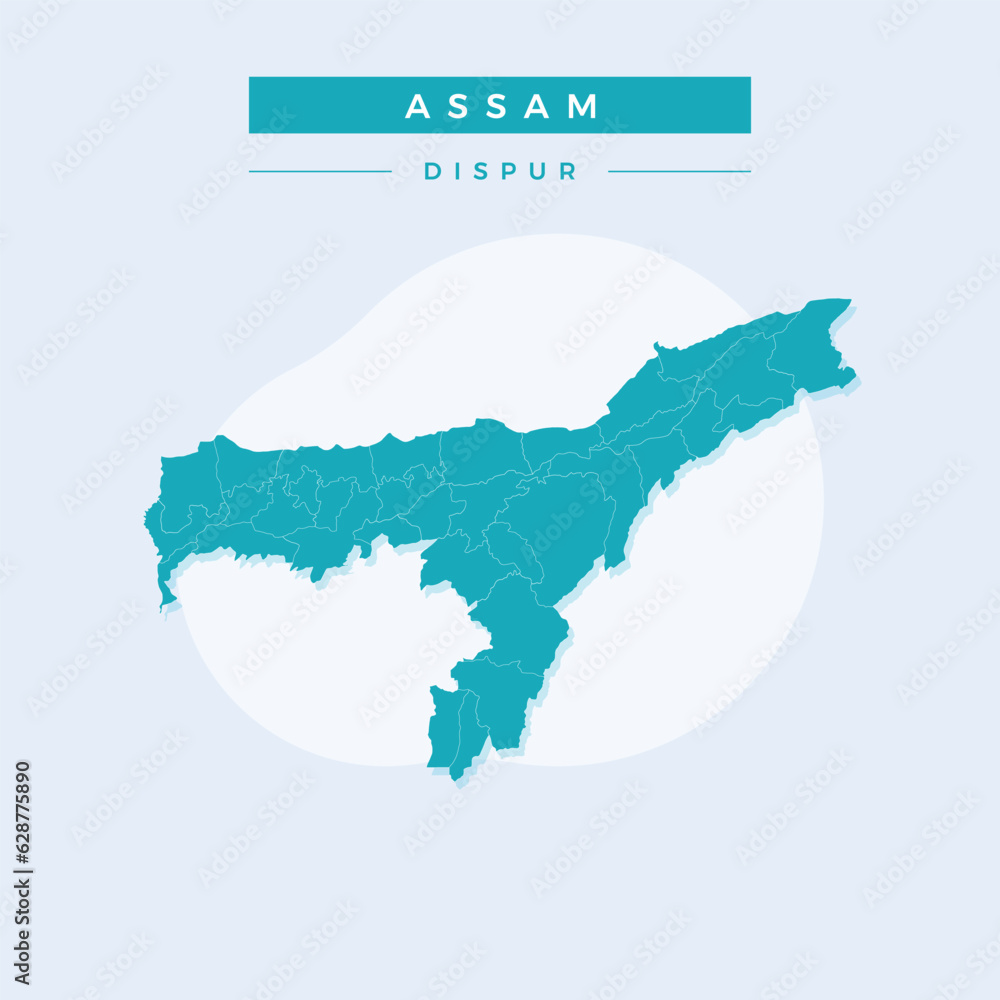 National map of Assam, Assam map vector, illustration vector of Assam ...