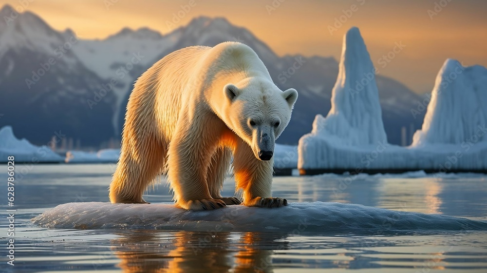 Impactful illustration depicts polar bear on shrinking iceberg Stock ...