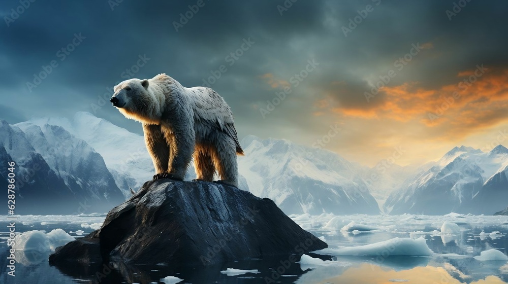 Impactful illustration depicts polar bear on shrinking iceberg Stock ...