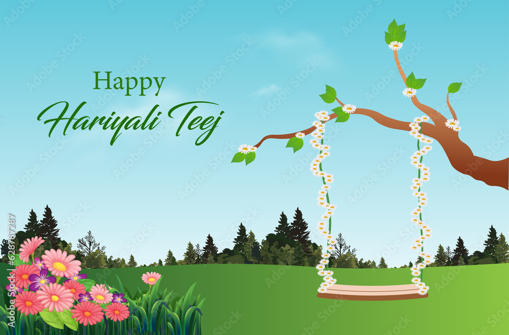 Hariyali Teej festival with tree tie swing, shiv ling celebration of ...