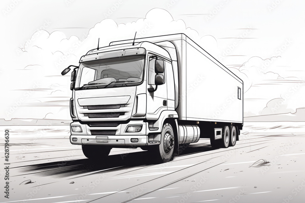 Track car. Black and white Clipart illustration Stock Illustration ...