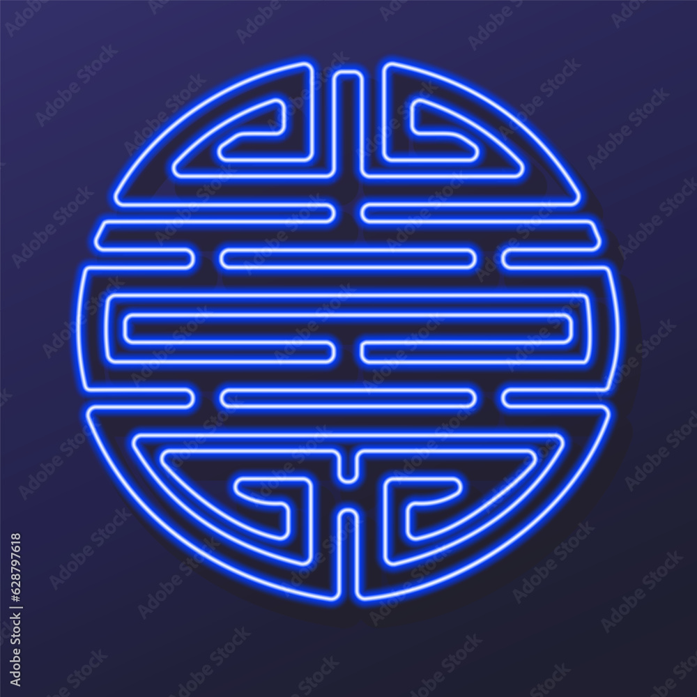 chinese health symbol neon sign, modern glowing banner design, colorful ...