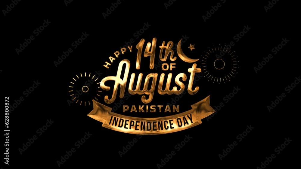Happy Independence Day Pakistan lettering text animation in green color ...
