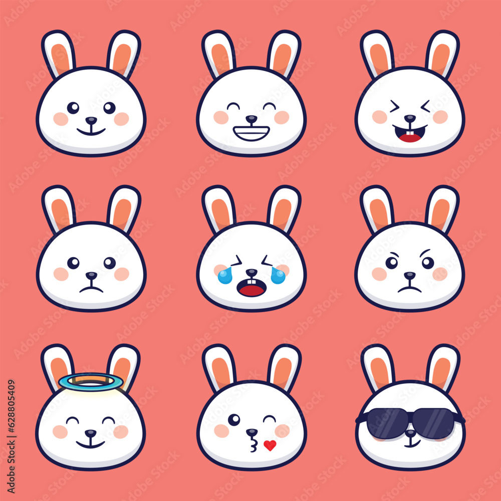 rabbit bunny animal emoticon cartoon vector illustration Stock Vector ...