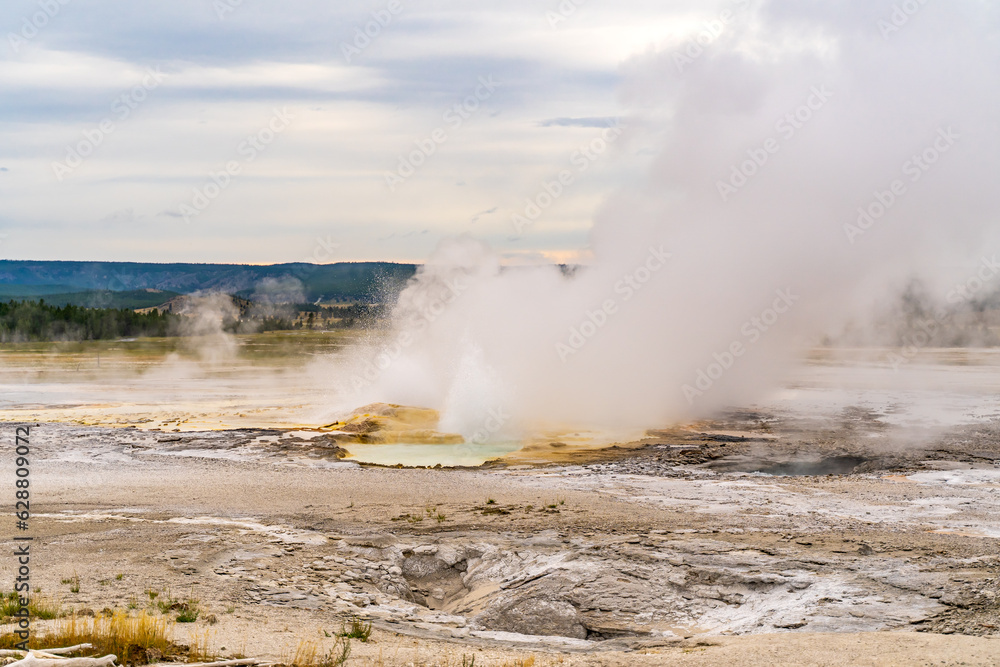 Clepsydra geyser on the Fountain Paint Pot Trail in Yellowstone ...