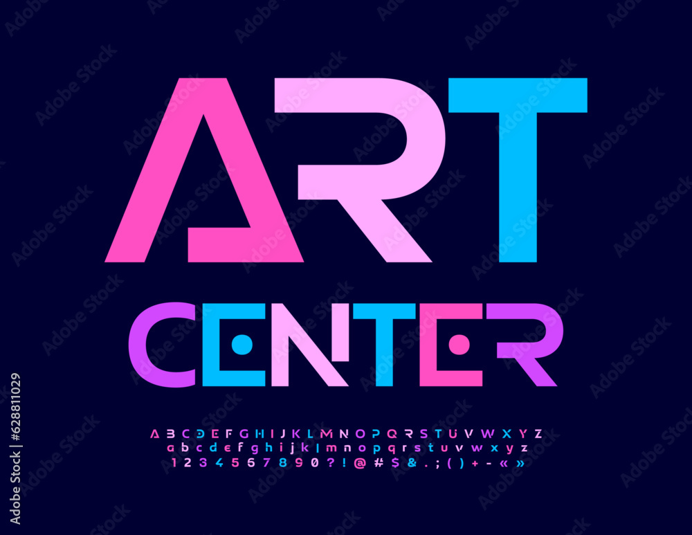 Vector trendy template Art Center. Modern Colorful Font. Bright ...