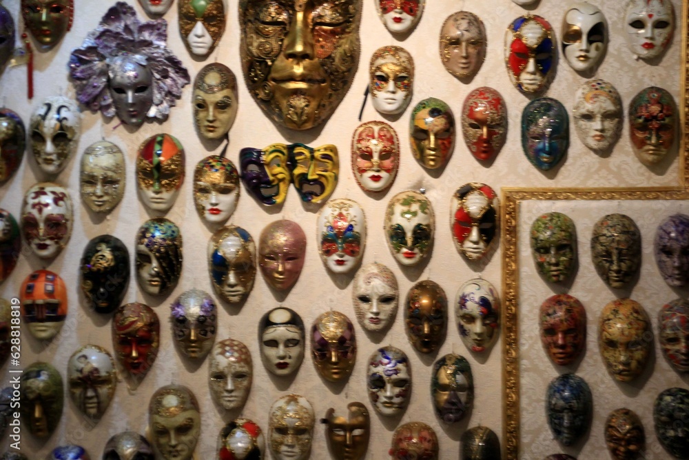 Shkodra, Albania - june 24, 2023: Venice Art Mask Factory.The mask ...