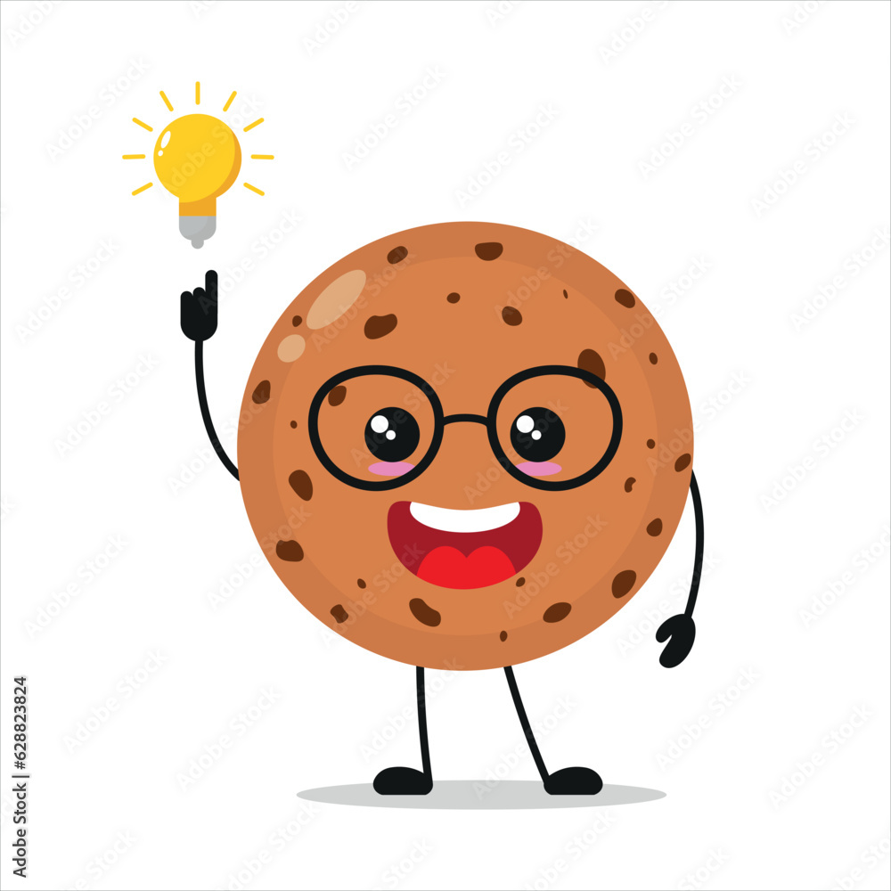 Cute smart cookie character. Funny biscuit got inspiration idea cartoon ...