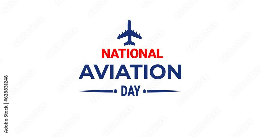 National Aviation Day. Happy Aviation Day. Text animation with the ...