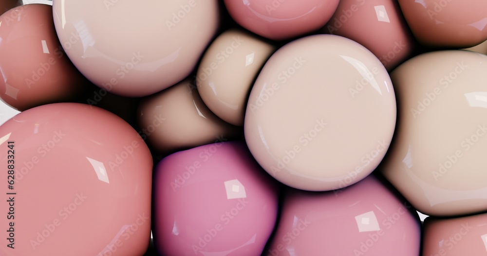 Abstract 3d illustration of soft body balloons coming together. Render ...