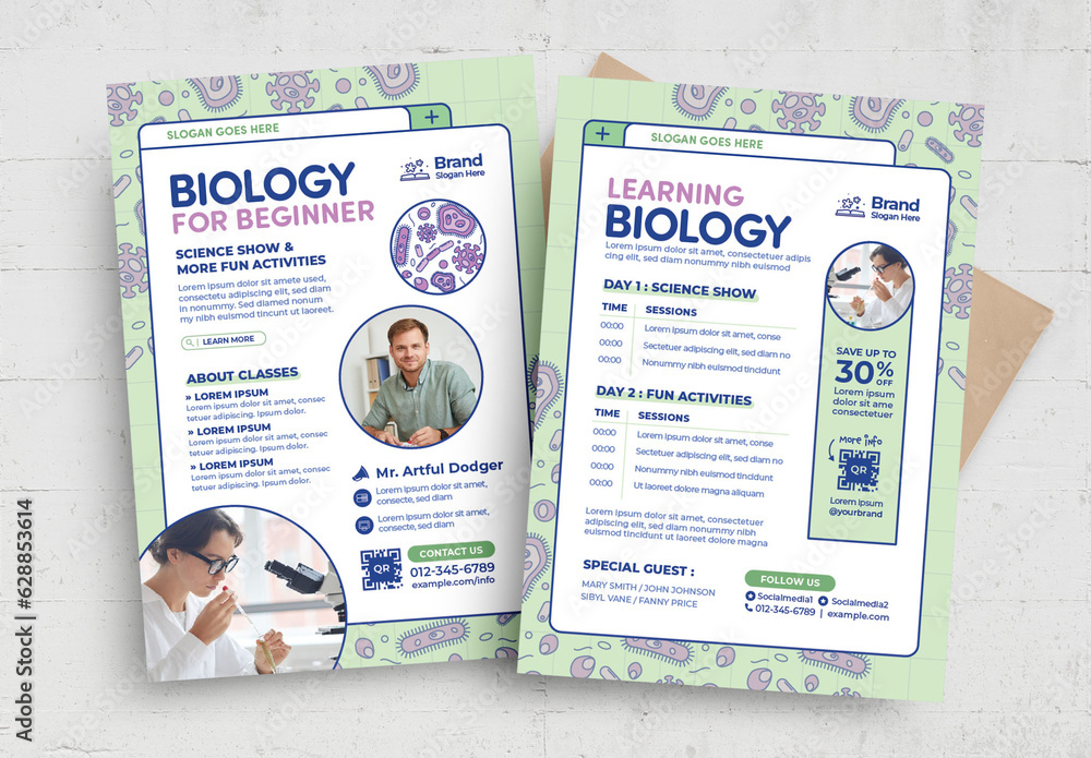 Biology Science Class Education Flyer Poster Layout Stock Template ...
