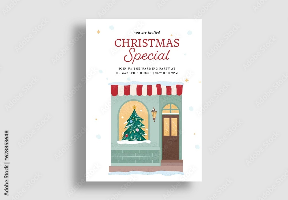 Christmas Card Layout Stock Template | Adobe Stock