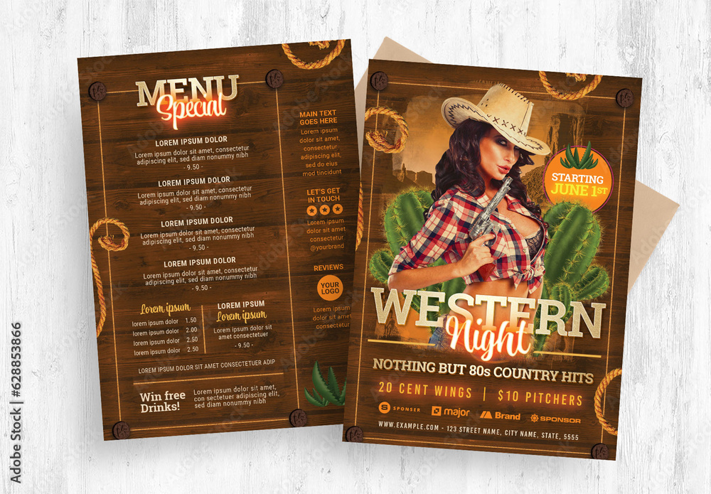 Country & Western Flyer Poster Layout Stock Template | Adobe Stock