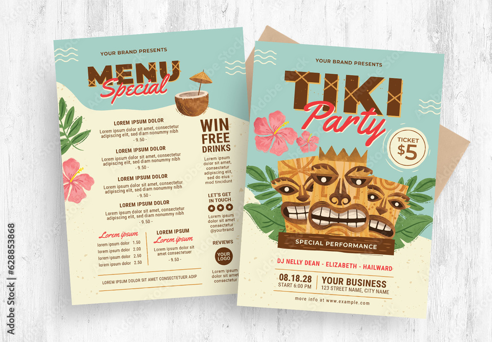 Tiki Bar Luau Flyer Poster Layout Stock Template Adobe Stock