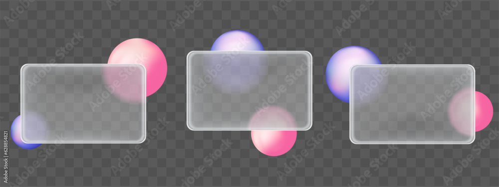 Transparent 3d glass morphism vector frame design for ui screen ...