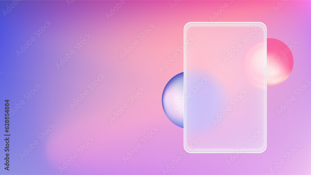 3d vertical rectangle card glass morphism background. Vector vibrant ...