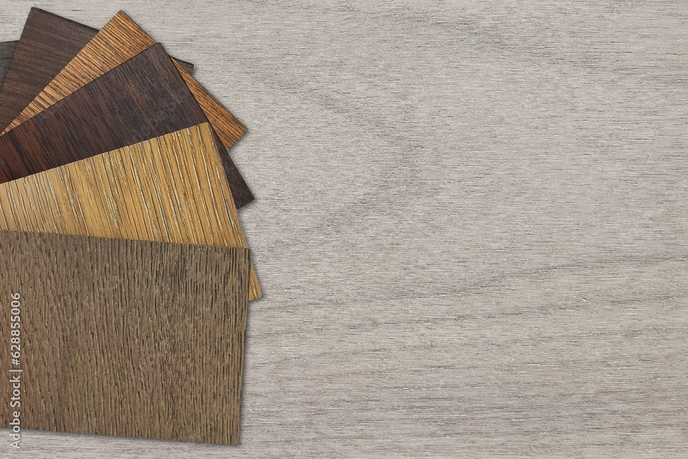 top view, stacked of wooden laminated flooring or engineered flooring ...