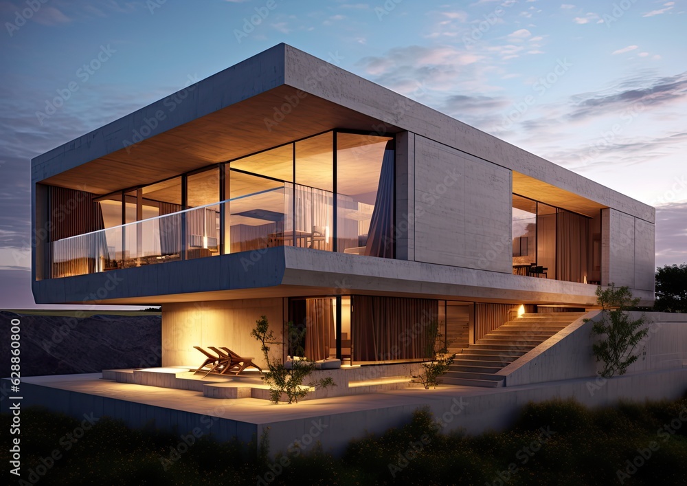 Architectural design of a luxury modern house. 3D visual style Stock ...