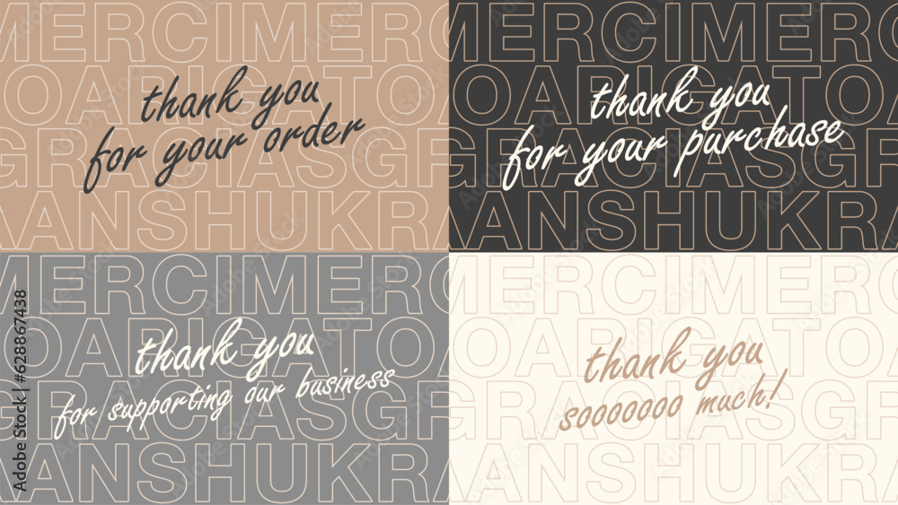 Set of luxury Thank you message card template. Design with many ...