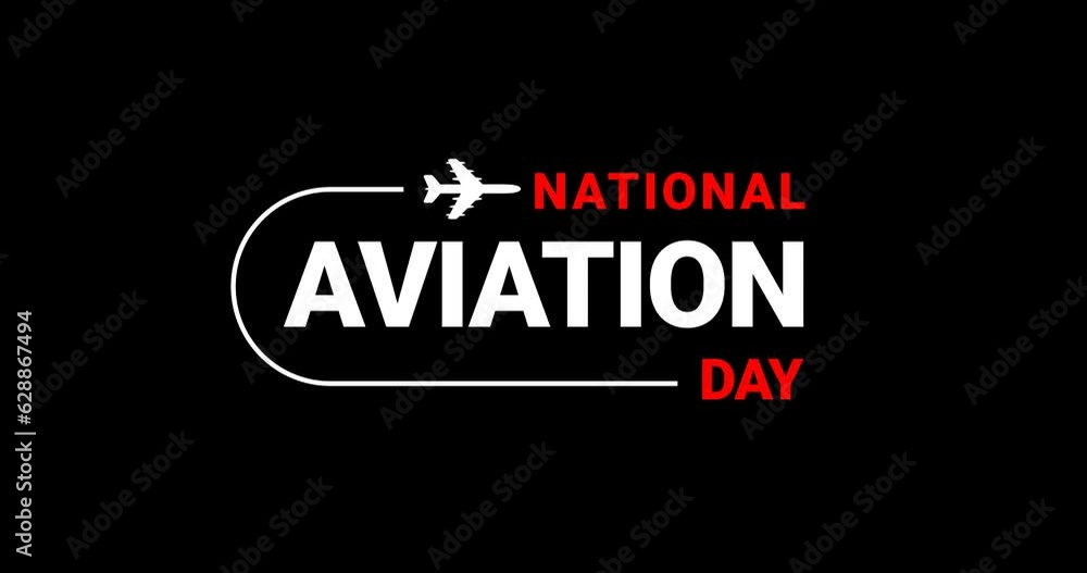 National Aviation Day. Happy Aviation Day. Text animation with the ...