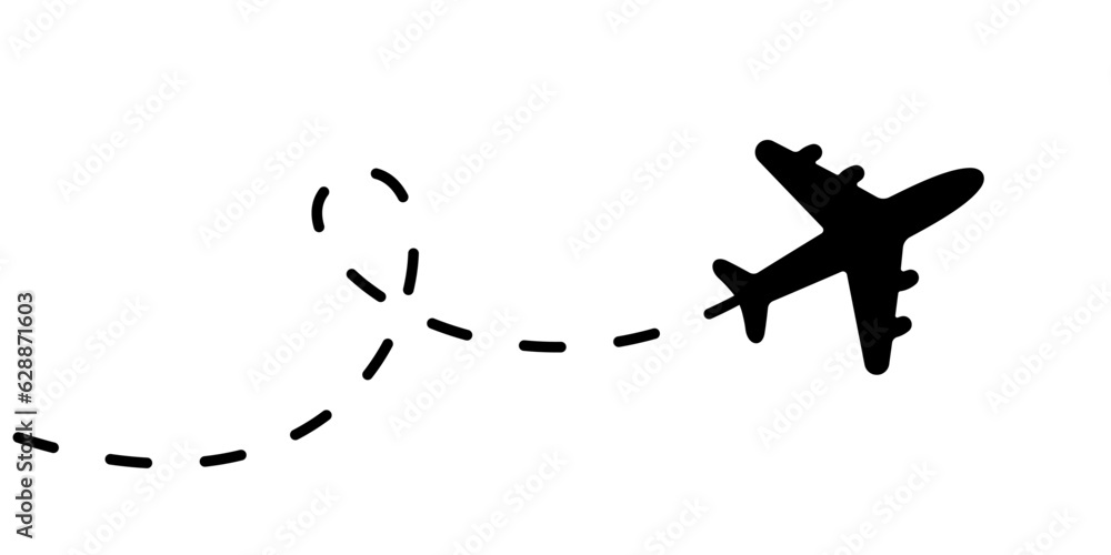 Plane with line and blank for text. Continuous one line drawing ...