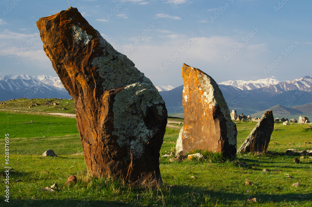 Prehistoric megalithes of Karahunj, (Zorats Karer). Archaeological site ...