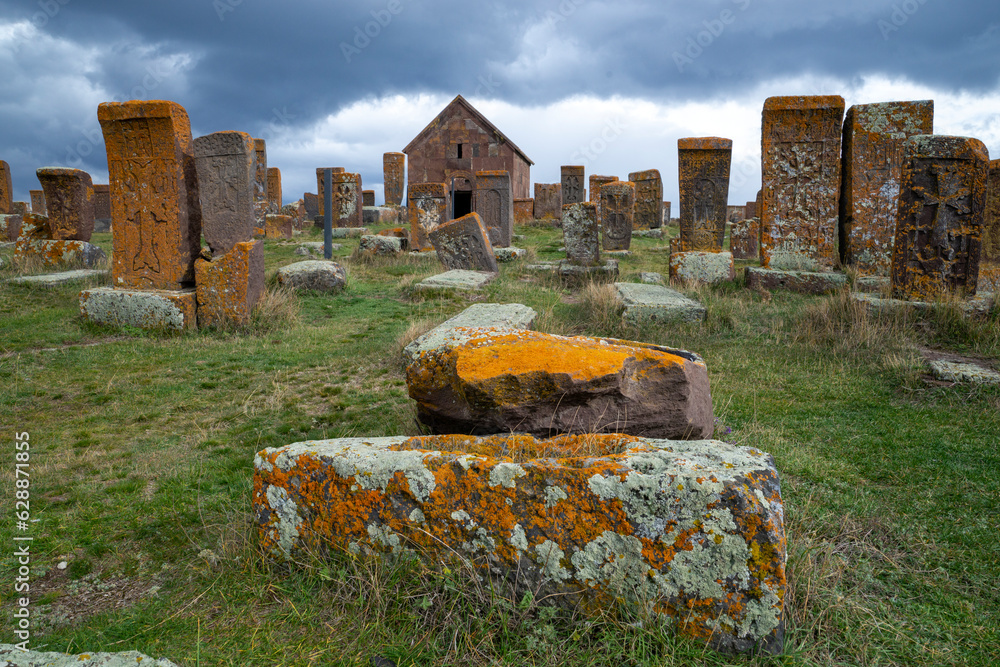 Armenia, ancient Noratus cemetery, he largest surviving cemetery with ...