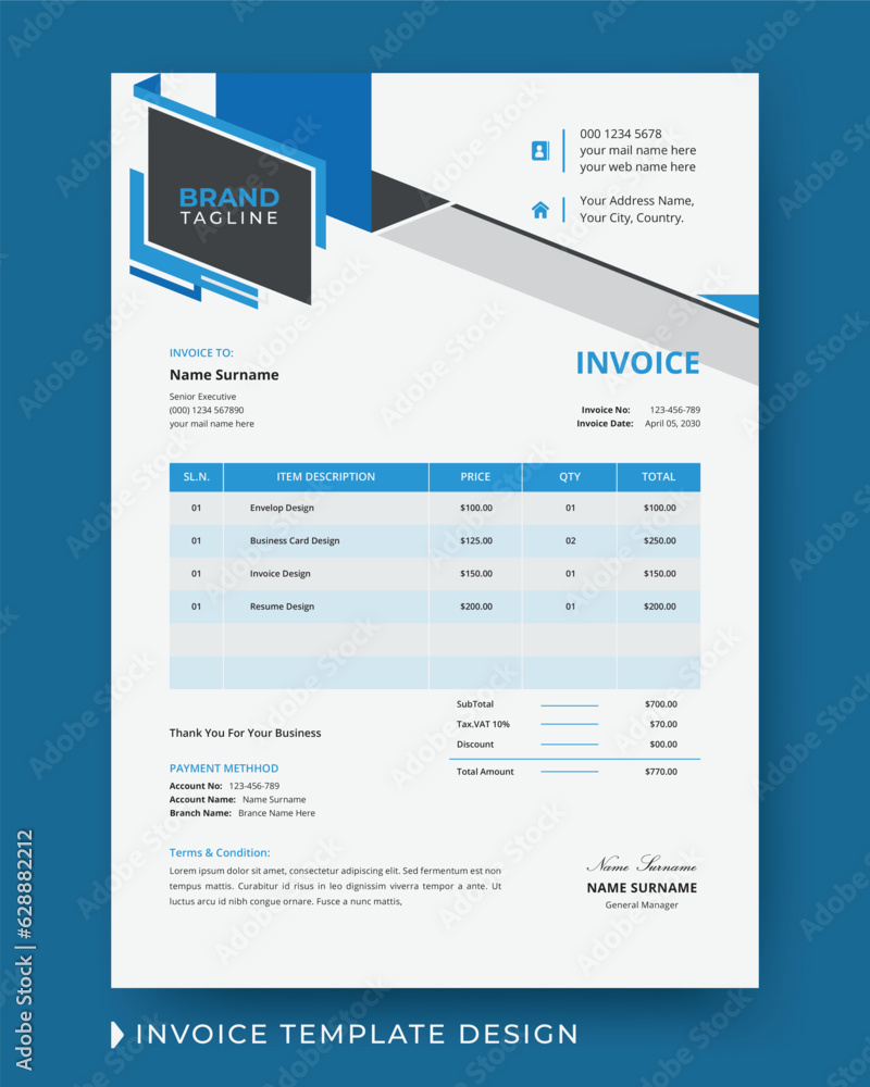 Creative and modern business invoice design with price receipt, payment ...