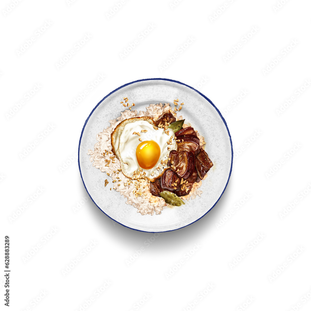 Realistic illustration of Pork Adobo Silog: a delicious Filipino ...