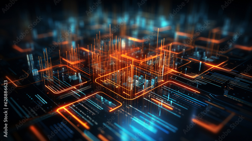 Power of Tech: Streaming Digital Data from Modern Circuitry Stock ...