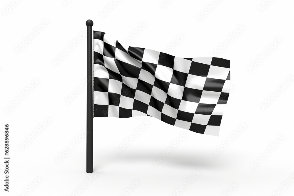 Bandera de meta de cuadros blancos y negros con fondo blanco Stock ...